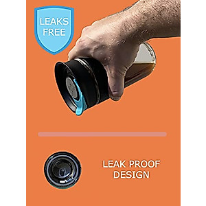 Cold brew coffee cup | For Grab-n-Go | 18oz | Durable glass | stainless steel filter | silicon sleeve | Black design with a Blue lid