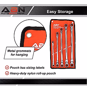 ABN 5pc Ratcheting Wrench Set - Ratchet Tools Double End Flex Head Replacement Tools for Metric Ratcheting Wrench Set