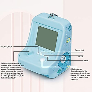 Altsuceser Micro Player Mini Arcade Machine with Keychain, 26 Classic Game Modes Support Music Mini Building Block Game Console for Children Blue