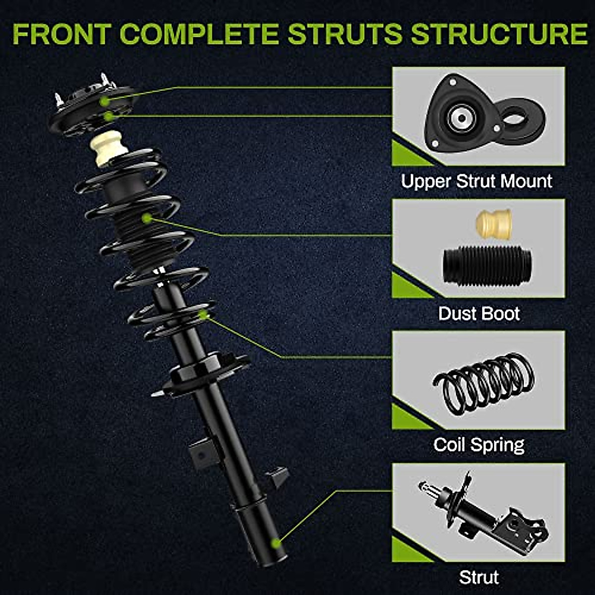 AUTOSAVER88 Front Complete Struts & Coil Spring Assembly Compatible with 2001-2012 Ford Escape, 2001-2006 & 2008-2011 Mazda Tribute, 2005-2011 Mercury Mariner