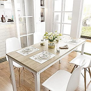 Teraves Computer Desk/Dining Table Office Desk Sturdy Writing Workstation for Home Office (47.24”, Beige + White Frame)