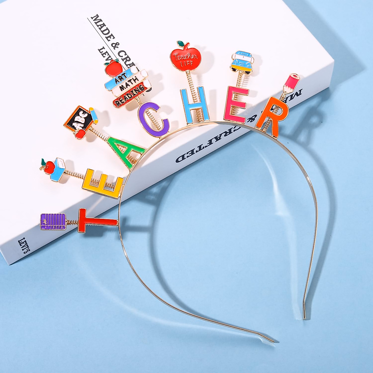 CEALXHENY Teacher Headbands for Women, Colorful Fri-Yay Headbands Cute Book Pencil Hairbands Back to School Hair Accessory Teacher Appreciation Gifts (Teacher)