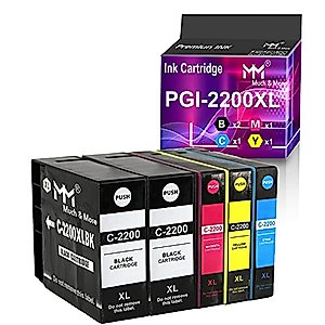 MM MUCH & MORE Compatible Ink Cartridge Replacement for Canon PGI-2200 XL 2200 2200XL to Used for MAXIFY MB5420 iB4020 iB4120 MB5020 MB5120 MB5320 Pixma TS3120 (2 Black, Cyan, Magenta, Yellow) 5-Pack
