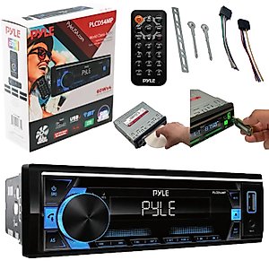 Pyle MP3 Stereo Receiver Power Amplifier, AM/FM/MP3/AUX Stereo Receiver, USB Flash Readers, Single DIN, 30 Preset Memory Stations, LCD Display with Remote Control, RGB Button