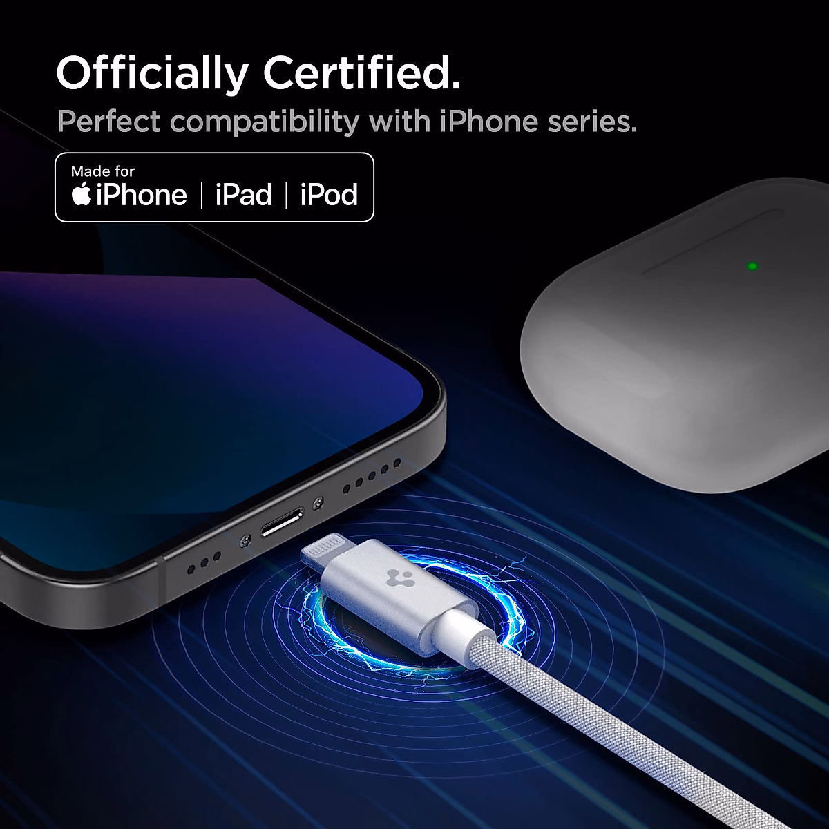 Spigen ArcWire USB C to Lightning Cable 6.6ft MFi Certified PD Charger Fast Charging Compatible with iPhone 14 13 12 Plus Pro Max Mini 11 SE 2020 X XS XR 8 Plus iPad Air AirPods