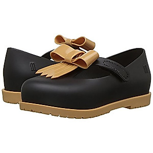 Mini Melissa Kids' Mini Classic Baby Ii Mary Jane Flat,Black/Beige,8 Regular US Toddler