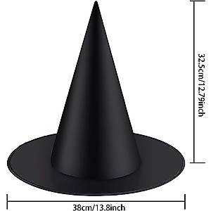 Nenrte Witch Hat, hanging witch hats, Halloween Witch Hats Decorations, Halloween Black Witch Hat Witch Cap Costume Accessory for Halloween Christmas Party(8pcs)