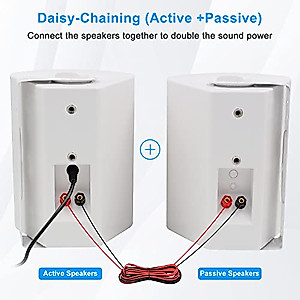 Herdio 6.5 Inches Indoor Outdoor Bluetooth Speakers Waterproof Wireless with Powerful Bass,Wall Mount Speakers Wired Weather Resistant for Patio Home Deck Porch Backyard 400 Watts(White)