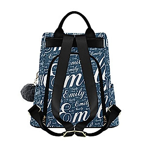 Sinestour Navy Blue Custom Backpack Purse for Women Girls Personalized Anti Theft Backpack Fashion Back Pack Ladies Travel Backpack Shoulder Bag Bookbag for Travel School Shopping