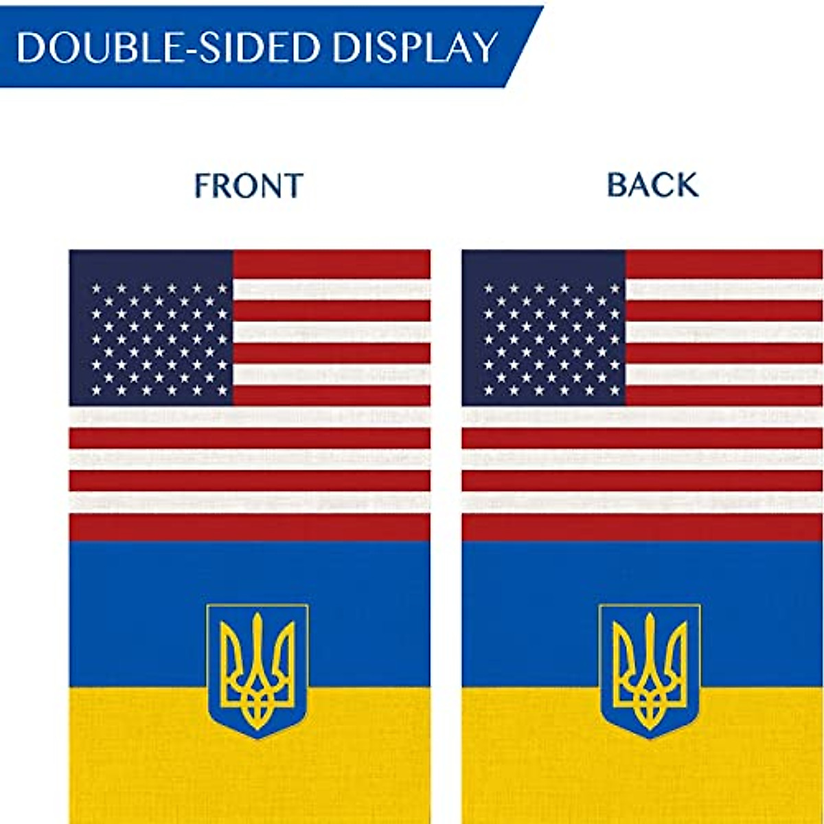 WENWELL American Ukraine US Friendship Garden Flag Double Sided,Burlap Ukrainian Trident Flags 12 x 18 inch Outdoor,Support Ukranian House flag Small,USA Ukrain yard Banner Decorations