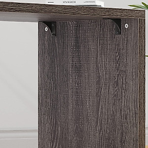 HSH L Shaped Computer Desk, Rustic Wood Corner Desk, Industrial Writing Workstation Table with Cabinet Drawer Storage for Home Office Study, Grey 60 inch