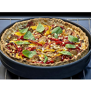 LloydPans Kitchenware 14" Perforated Hard-Anodized Deep dish Pizza Pan Made in USA