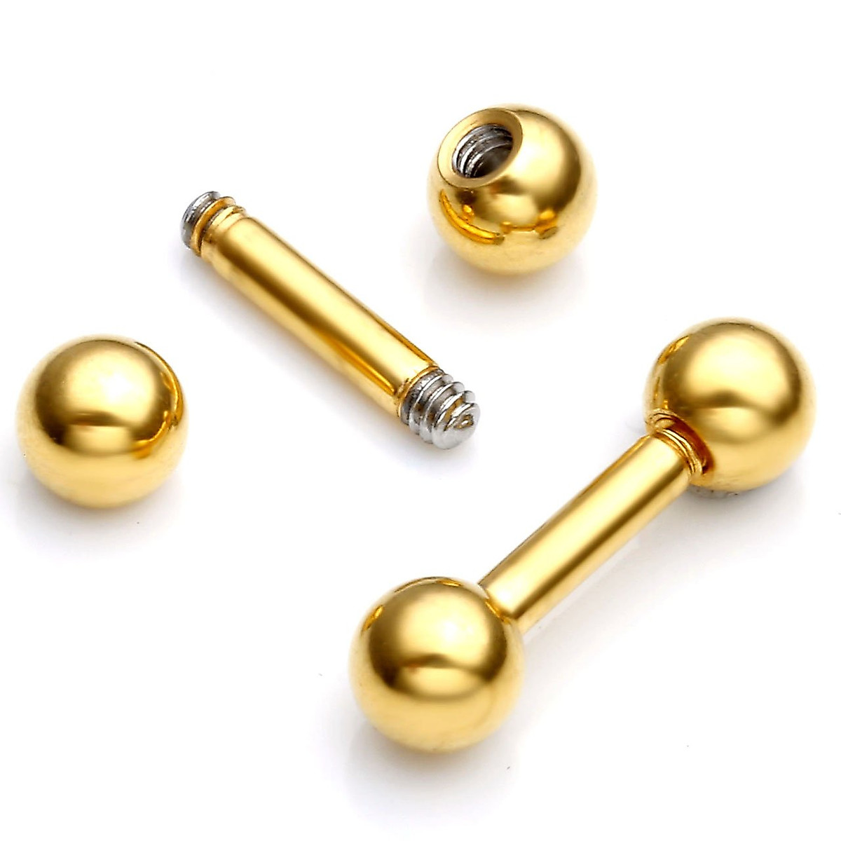 Stainless Steel 14G Body Piercing Barbells Silver Gold Black Rainbow Color 6mm Post Studs Earring Nipple Nose Tongue Helix Tragus Cartilage Labaret Medusa Lip Eyebrow Straight Bar 4mm Ball Screw