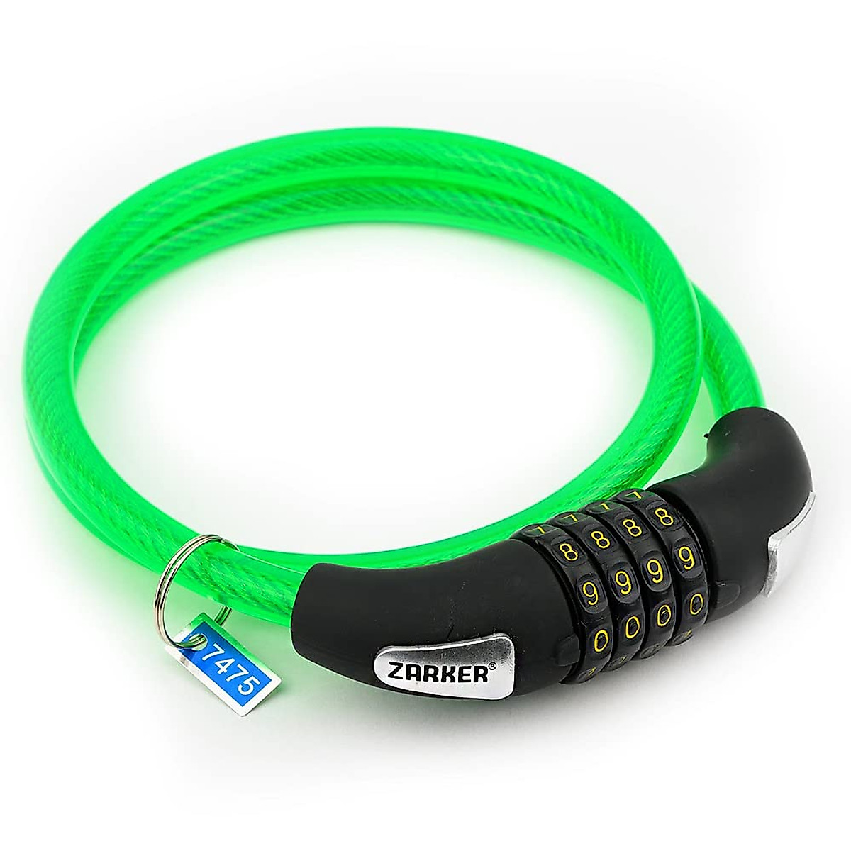 Zarker NO90 Bike Lock - 3 Feet High Security 4 Digit Resettable Combination Coiling Bike Cable Lock, 0.9m x 12mm - 1Pack(Green)