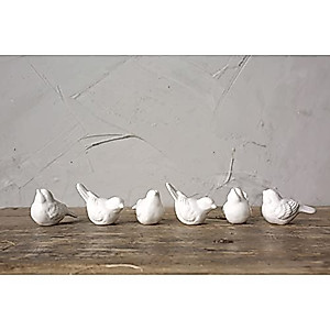 Set of 6 White Ceramic Birds