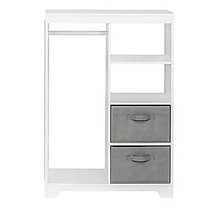 UTEX Kids Dress Up Storage with Mirror, Kids Armoire Dresser with 2 Storage Bins and Open Hanging, Costume Closet Wardrobe for Kids, Pretend Storage Closet Armoire Dresser for Bedroom, Kids Room