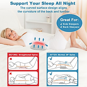 Lumbar Support Pillow with Massage and Heat, Back Support Cushion for Sleeping, Massager Pillow for Bed with Heating, Ergonomic Memory Foam Pillow for Lower Back Pain, Vibration Pad for Office Chair