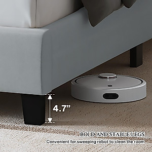 YITAHOME King Size Velvet Bed Frame with Adjustable Headboard, Upholstered Platform Bed with Deep Button Tufted and Rivet Decor, Strong Wooden Slats, No Box Spring Needed, Easy Assembly, Grey