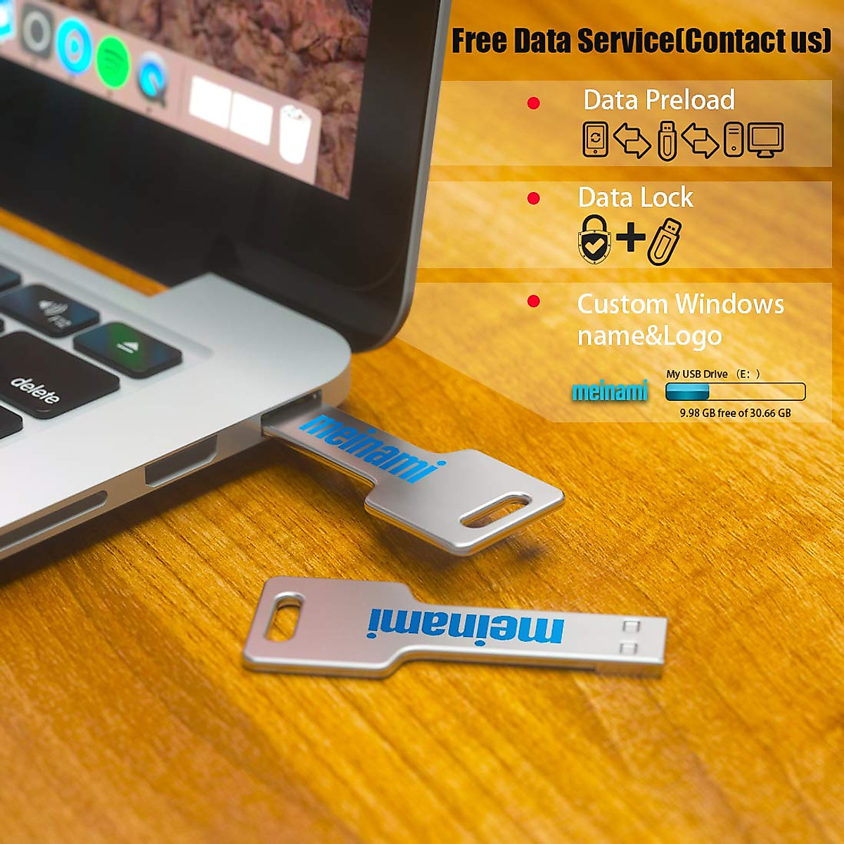 MEINAMI Customized Key Shape USB Flash Drive Thumb Drive Personalized Metal Memory Stick 8GB 25 Pack