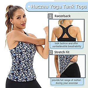 Haczea Workout Tank Tops for Women Built in Bra Slim Fit Yoga Running Tanktop Sleeveless Racerback Athletic Sports Shirts-Inked White XL