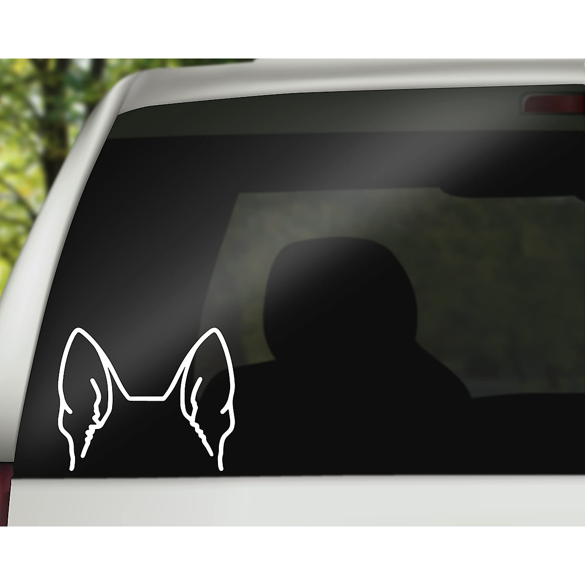 German Shepherd Ears Decal l German Shepherd Vinyl Decal | Car Decal Bumper Sticker Window Laptop Tumbler Decal | 5.5" x 4.5" Size White | Made in USA