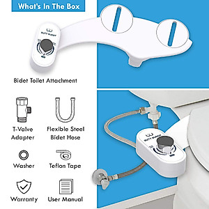 BUTT BUDDY Duo (2 Pack) - Bidet Toilet Seat Attachment & Fresh Water Sprayer (Easy to Install, Dual-Nozzle Cleaning, Non-Electric, Sanitary Bathroom)