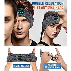Sleep Headphones Wireless, ANBOKAI Bluetoth Headset Sports Headband Mask with Memory Foam Ear or Eye Cups, Adjustable Strap, 10H Playtime, Built-in Mic, Clear Calls Earphones for Side Sleeping Workout