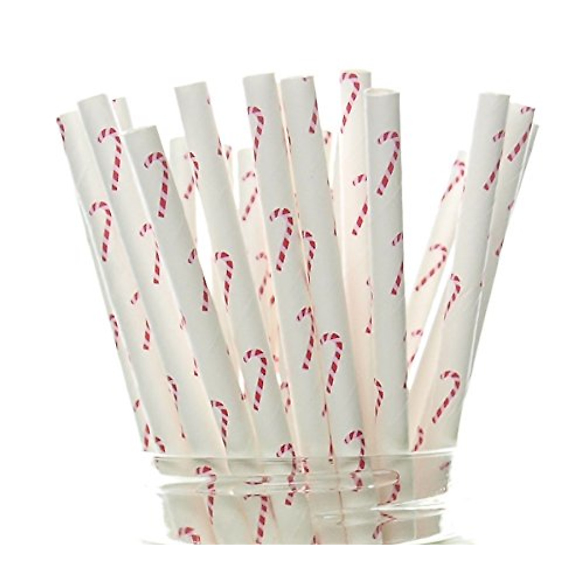 Candy Cane Straws, Christmas Party Supplies (25 Pack) - Holiday Straws, Red & White Christmas Straws, Winter Christmas Dinner Straws, Santa Clause Red Candy Cane Striped Straws
