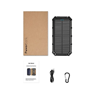 Solar-Power-Bank-Portable-Charger-42800mAh Solar Phone Charger with 4 USB Ports/LED Flashlight Fast Charge USB C External Backup Battery Pack Compatible with iPhone Tablet, for Outdoor, Camping