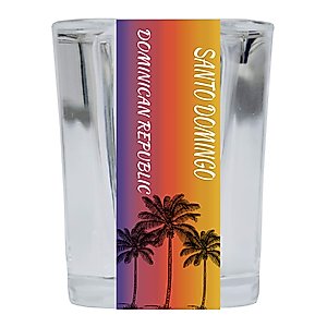 Santo Domingo Dominican Republic 2 Ounce Square Shot Glass Palm Tree Design