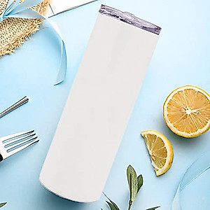 CALCA 10PCS Blank Sublimation Straight Tumblers 20 OZ Skinny Tumbler Taperless Straight Stainless Steel Tumbler Sublimation Tumbler Cups Travel Mug with Lid for DIY Coffee Water Drinks
