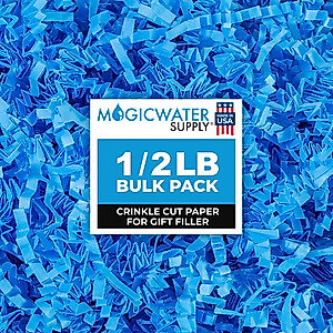 MagicWater Supply Crinkle Cut Paper Shred Filler (1/2 LB) for Gift Wrapping & Basket Filling - Light Blue