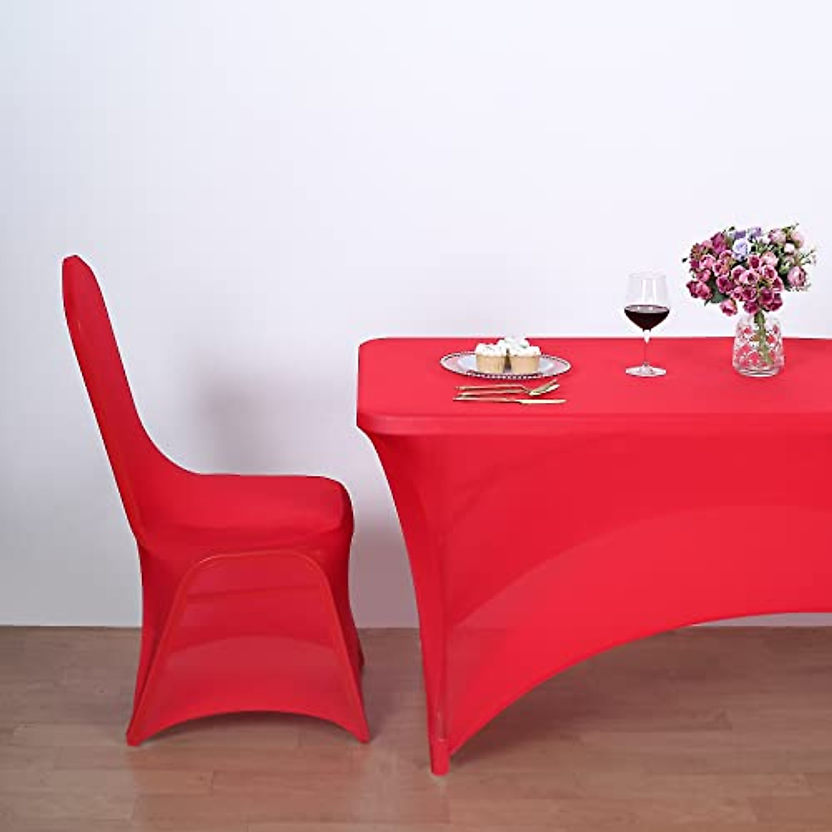 Craft And Party, Fitted Spandex Tablecover in Rectangular for Home, Party, Wedding or Restaurant Use (4 FT, Red)