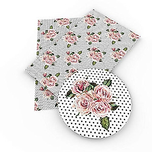 8x13 Inch Leather Roses Flowers for Sewing Garments- Flower Leather Sheets for Jewelry Making- Synthetic Leather Sheets for Bows- Colorful Faux Leather Fabric Synthetic Leather Sheets (Style 7)