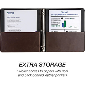 Samsill Vintage Hardback 3 Ring Leather Binder, Professional Binder Organizer, Planner Binder, 1 Inch 3 Ring Binder, Letter Size 8.5 x 11, No Zipper, Faux Brown Leather