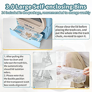 VARLNALY 3.0 Large Self-Cleaning Cat Litter Box, Pull-Out Non-Electric Automatic Cat Litter Box with Lid(24PCS Trash Box), One-Piece Base Prevents Urine＆Litter Leakage, Enclosed Isolates Odor (Blue)