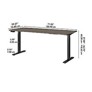 Bush Business Furniture Move 60 Series Height Adjustable Standing Desk, 72W x 30D, Modern Hickory with Black Base