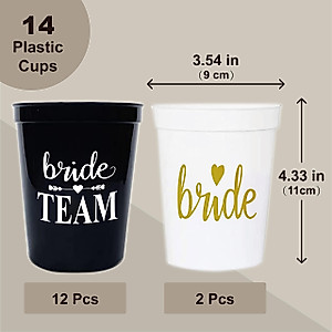 LADY&HOME Bachelorette Party Plastic Cups Bride Team Gifts Reusable Party Cups for Bridal Party(Black)