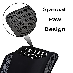 KAYOUBI Cat Litter Mat Litter Trapping Mat, Double-Layer Kitty Paw Design Mat, Waterproof, Easy to Clean, Non-Slip, Scatter Control, Sifting (Black)