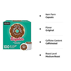 The Original Donut Shop Regular, Single-Serve Keurig K-Cup Pods, Medium Roast Coffee Pods, 100 Count (Box of 1)