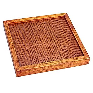 Tea Tray Wood Small Portable Square Shape Solid Wood Tea Coffee Snack Food Dinning Serving Tray Plate(12.5 x 12.5 x 2cm / 4.92 x 4.92 x 0.78 inch)