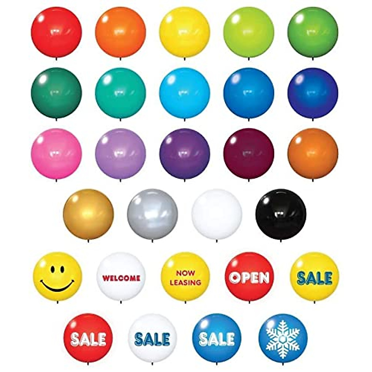 DuraBalloon Reusable Helium Free Replacement Balloons (5-Pack) - Weatherproof Plastic Outdoor Balloons NO HARDWARE INCLUDED