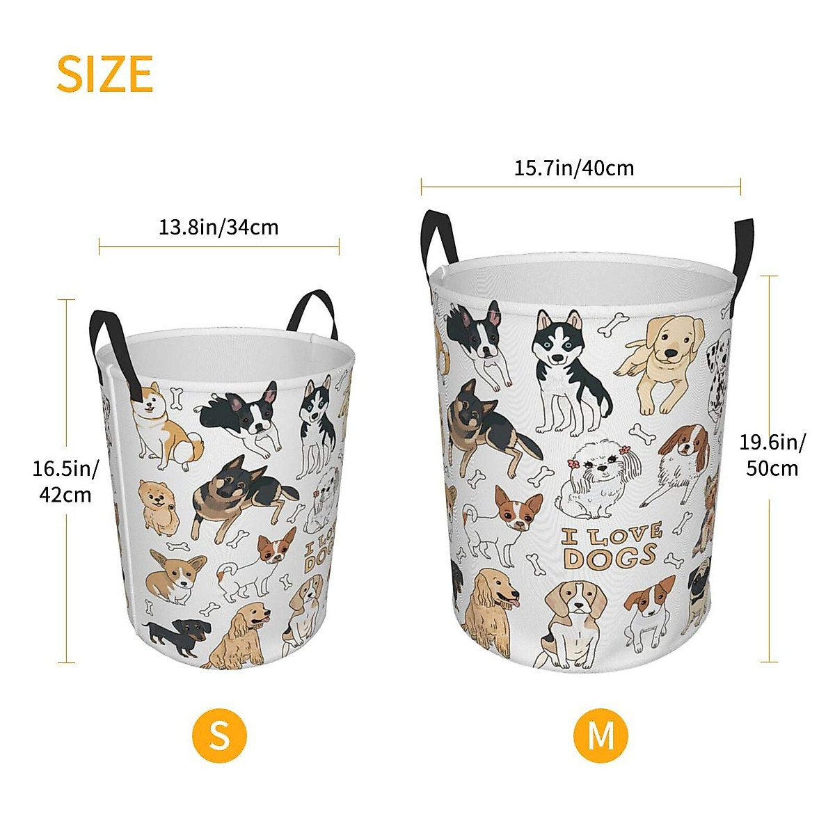 Foruidea Cute Puppy Dog Laundry Basket,Laundry Hamper,Collapsible Storage Bin, Oxford Fabric Clothes Baskets,Nursery Hamper For Home,Office,Dorm,Gift Basket