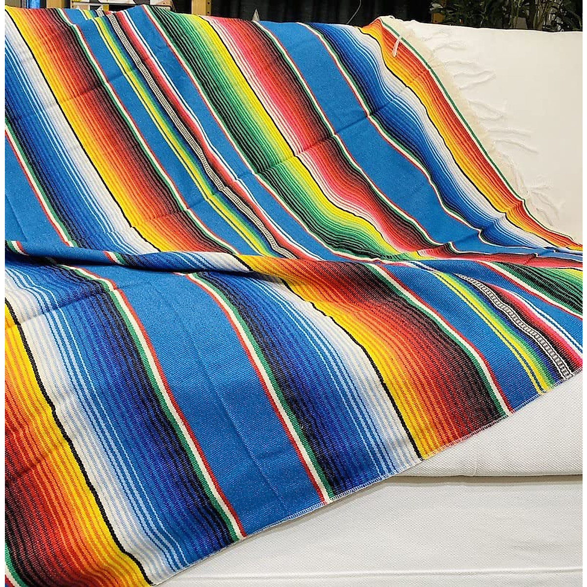 Charlbytion Decorative Table Runners Soft Cozy for Bed or Sofa Farmhouse Outdoor Throw Blankets Camping or Picnic Restaurants Hotel Patio Tablecloth. (55''x85'', Blue)