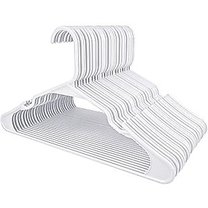 Utopia Home 50-Pack White Plastic Hangers for Clothes - Space Saving Notched Hangers - Durable and Slim - Shoulder Grooves