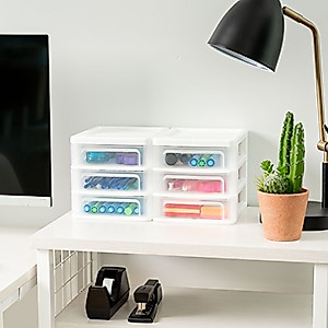 IRIS USA Small 3-Drawer Desktop Organizer, 4 Pack, Stackable, for Office, School, Stationary, Makeup Organizer, Bathroom, Utility, Medical Supplies, Desk Organizer, Versatile Storage, White
