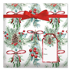 Current Under The Mistletoe Christmas Rolled Wrapping Paper - Premium Jumbo 23-Inch x 32-Foot Gift Wrap Roll, 61 Square Feet Total