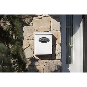 Architectural Mailboxes Designer Galvanized Steel, Locking Wall Mount Mailbox, White with Satin Nickel