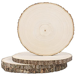 Prsildan 4 Pcs Large Natural Wood Slices, 7-8.5 Inches Unfinished Wood Centerpieces for Tables, DIY Round Wooden Circle Sign Crafts for Wedding Party Décor