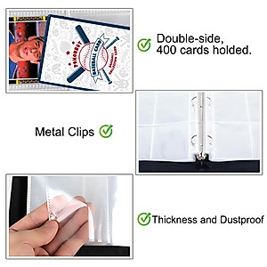 POKONBOY Baseball Card Binder Sleeves for Trading Cards, Baseball Card Sleeves Card Holder Protectors Set for Football Cards and Sports Cards (Holds Up to 400)
